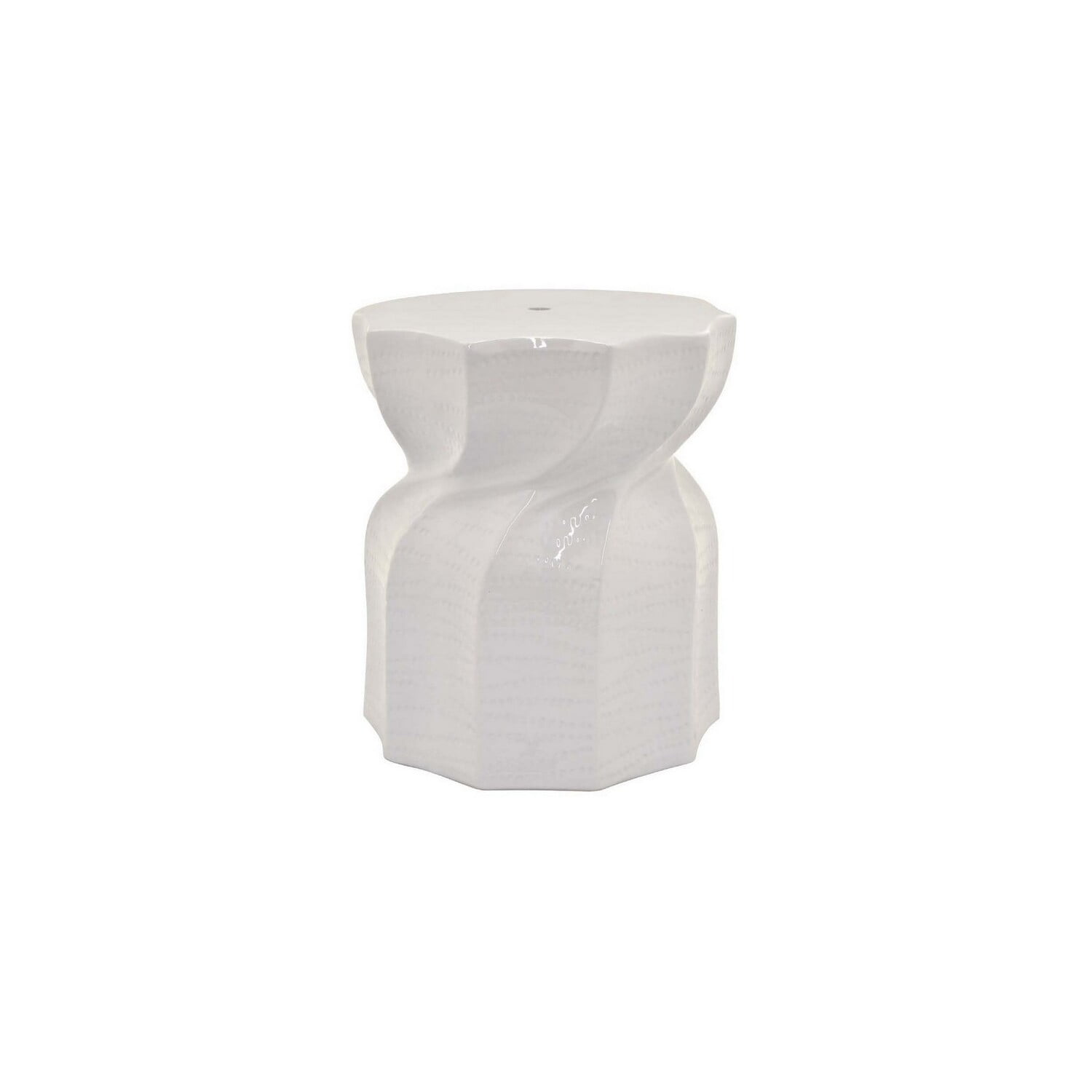 Axen 18 Inch Plant Stand Table, Flower Design, White Finished Ceramic ...