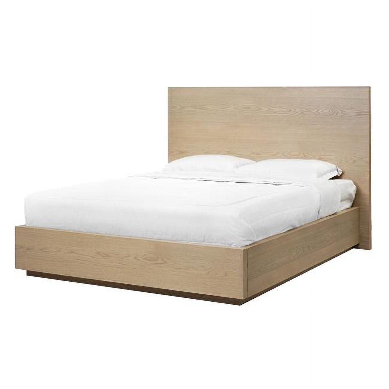 Aziel King Platform Bed Panel Headboard Mitered Edges White Oak Brown ...