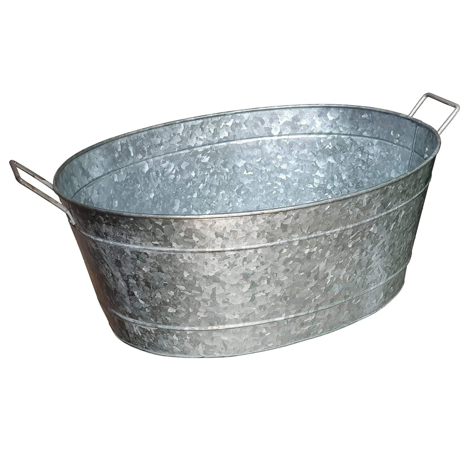Benjara BM195212 9 x 15 x 21 in. Embossed Design Oval Shape Galvanized ...