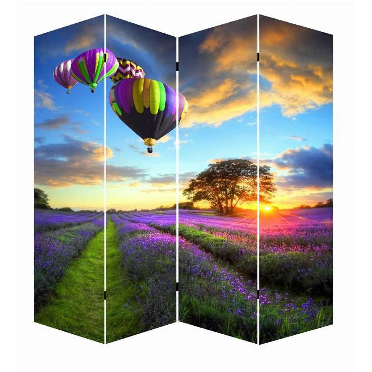 Benjara BM204299 Canvas 4 Panel Room Divider with Air Balloon Print ...