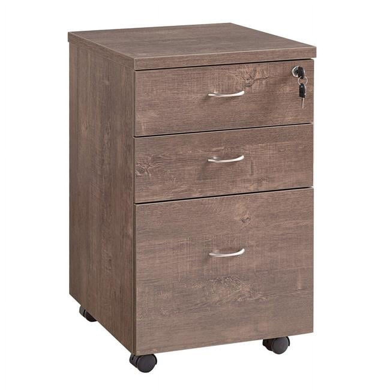 Benjara BM208931 Wooden File Cabinet with Casters & 3 Drawers - Walnut ...