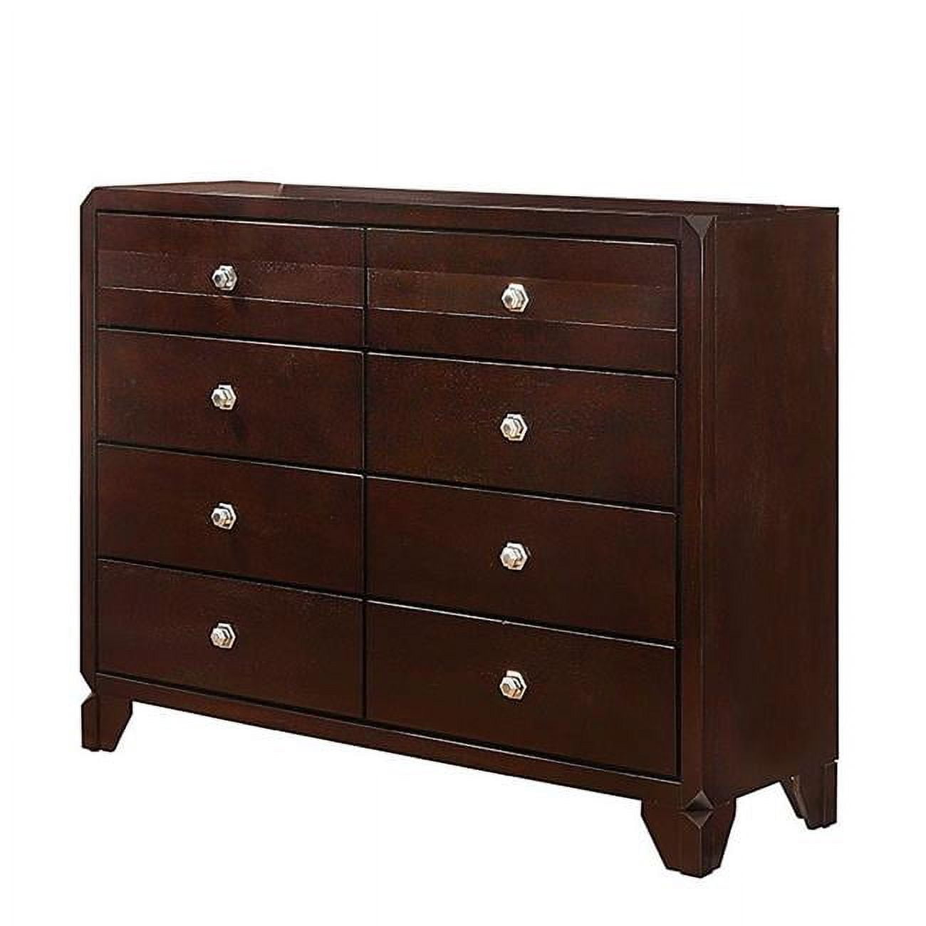 Benjara 8 Drawer Transitional Dresser with Round Knobs and Clipped Feet ...