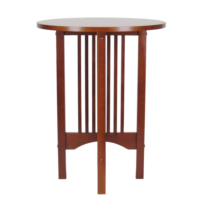 Benjara BM215614 Mission Style Round Table with Slatted Design & Block ...