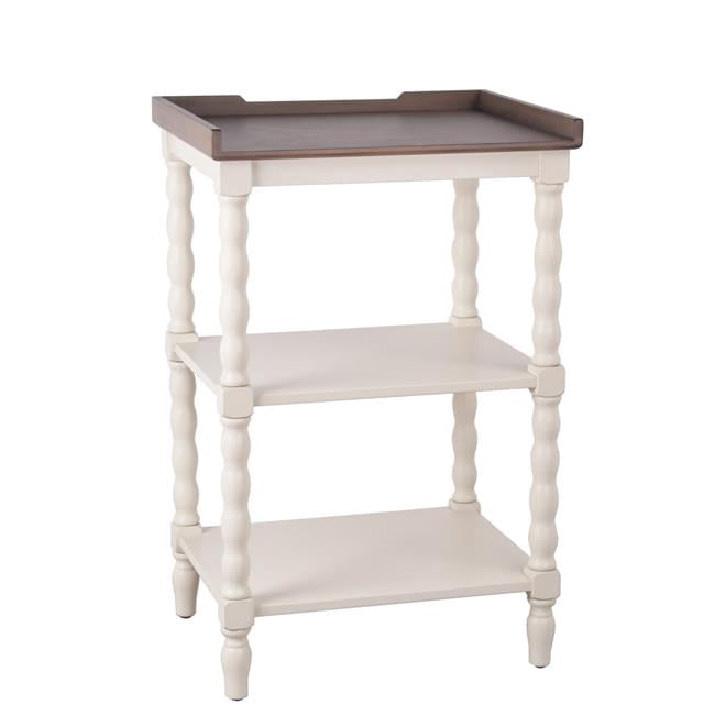 Benjara BM216866 3 Tier Wooden Accent Stand with Tray Top & Beaded Legs ...