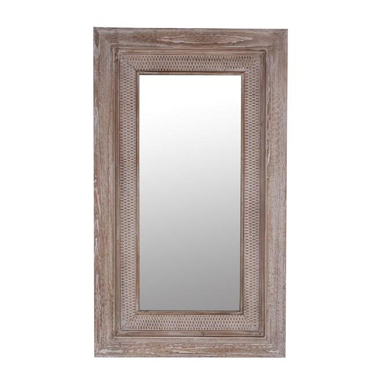 Benjara BM216915 Rectangular Wooden Frame Wall Mirror with Weathered ...