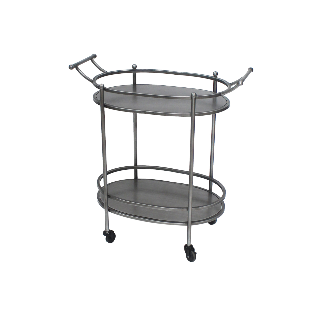 Benjara BM217301 Oval Metal Frame Service Cart with Casters, Gray ...