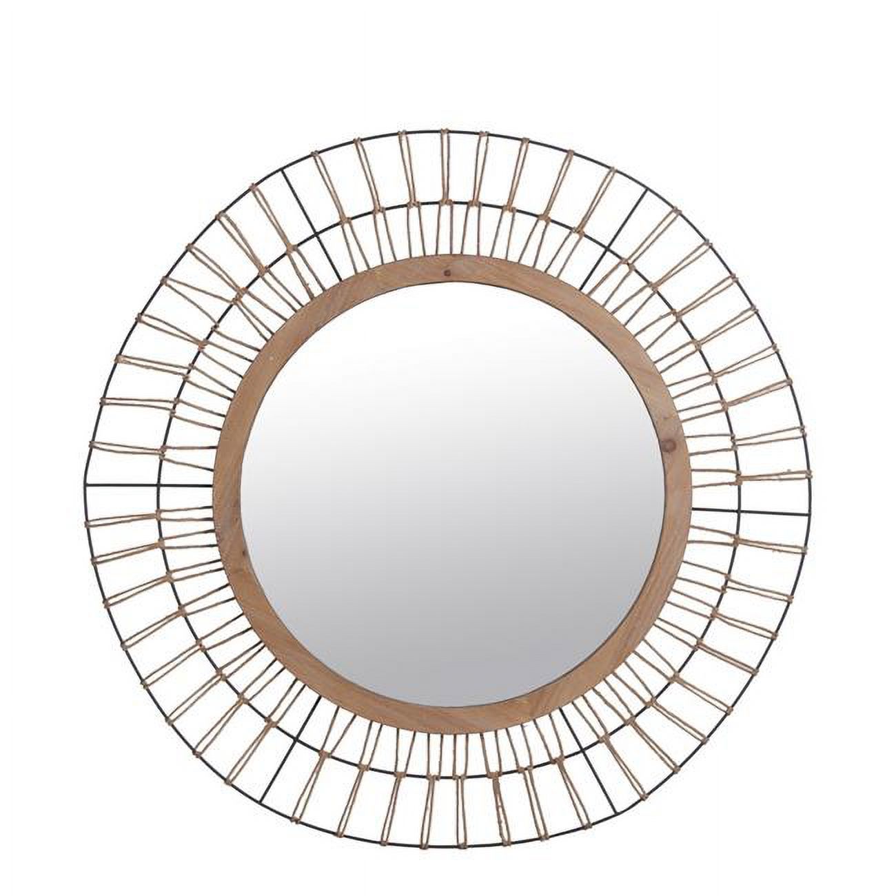 Benjara BM218659 Metal Encased Round Mirror with Wire Design Frame ...
