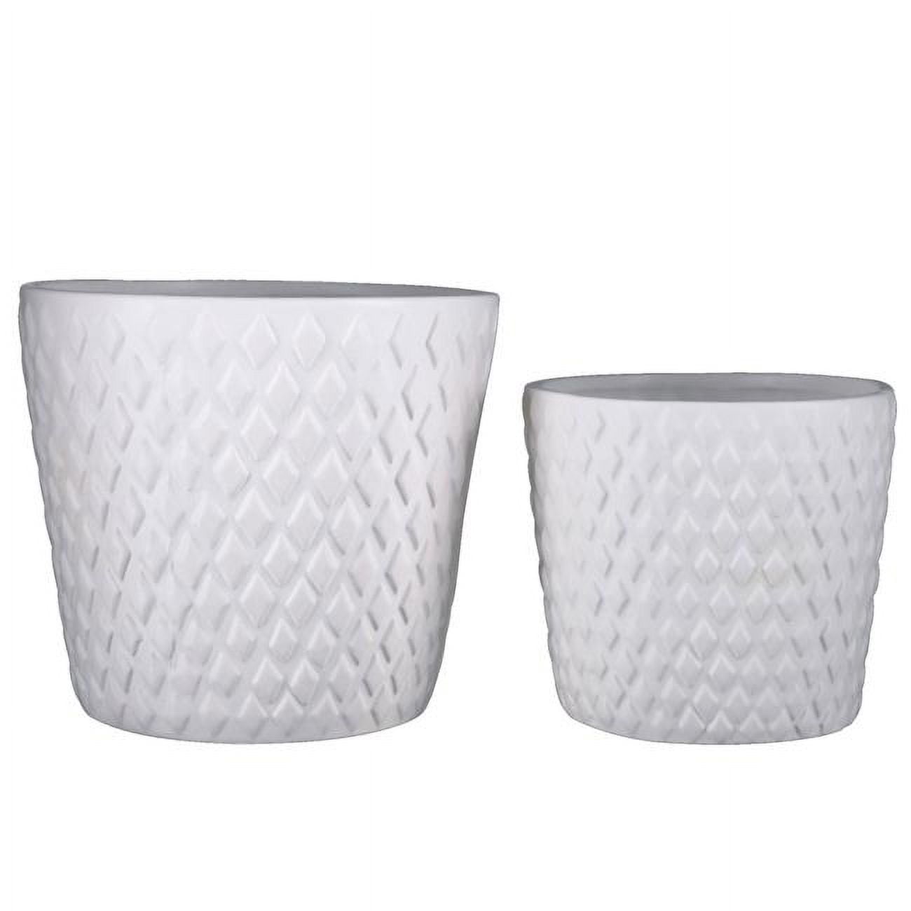 Benjara BM219174 Ceramic Round Pot with Diamond Pattern & Tapered ...
