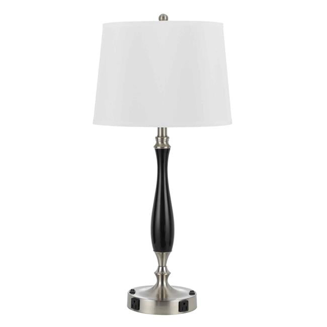 Benjara BM224642 60 x 2W Metal Frame Night Stand Lamp with Fabric Shade ...