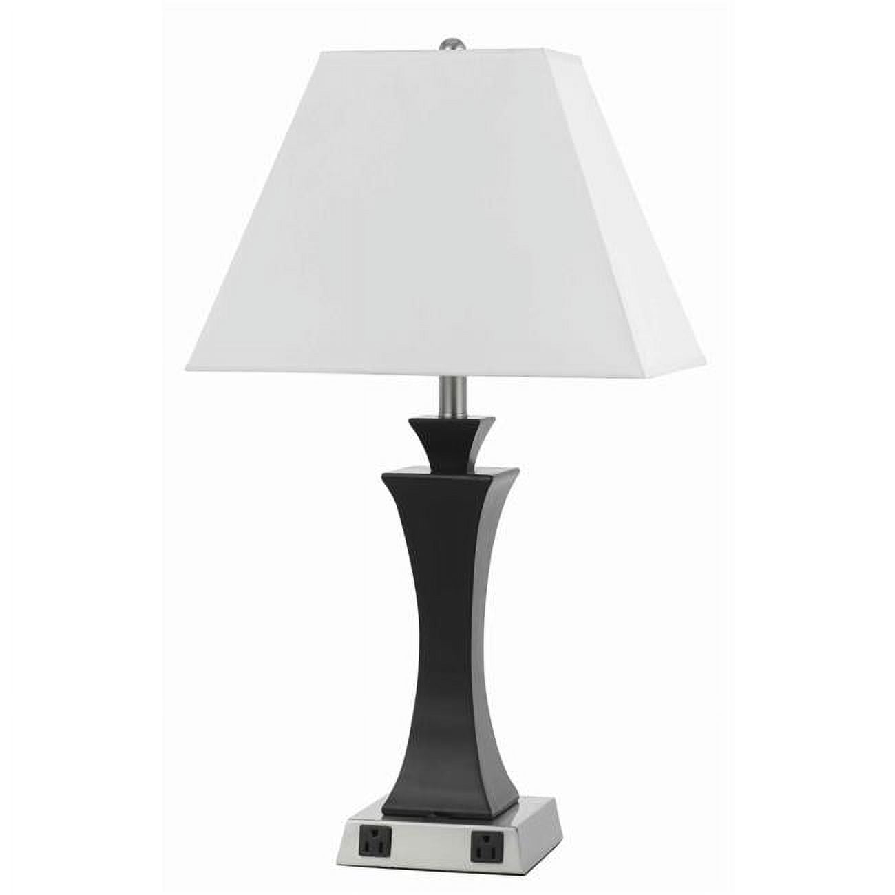 Benjara BM224688 Trapezoid Shade Table Lamp with Metal Base & 2 Power ...