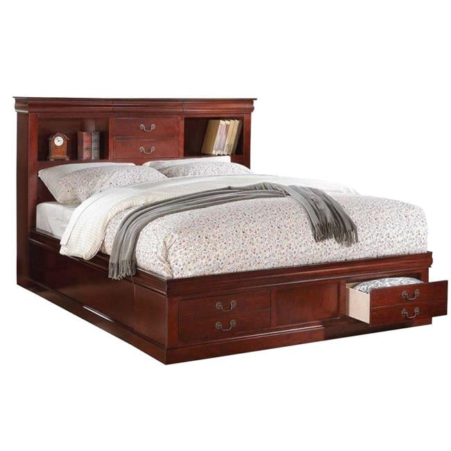 Benjara BM225038 Traditional Style Wooden Eastern Bed with Bookcase ...