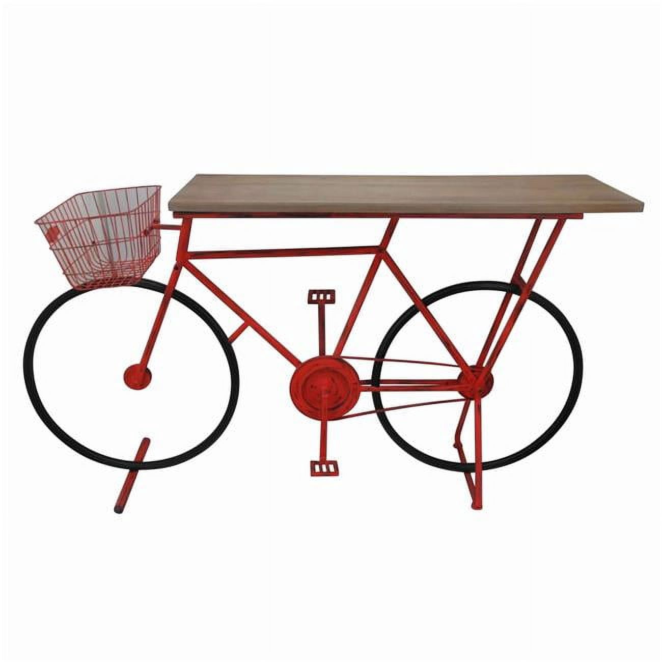 Benjara BM229030 Rectangular Wooden Top Console Table with Bicycle ...