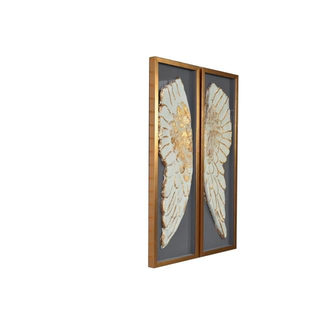 51 x 47 Handmade Feather Shadow Box Wall Decor, Black and Gold ...
