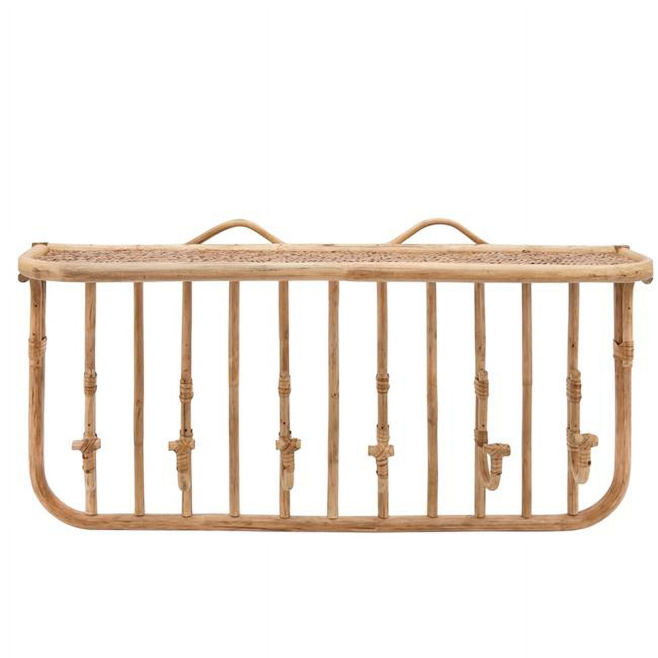 Benjara BM238172 12 x 5 x 25 in. Inverted L Shape Rattan Wall Shelf ...