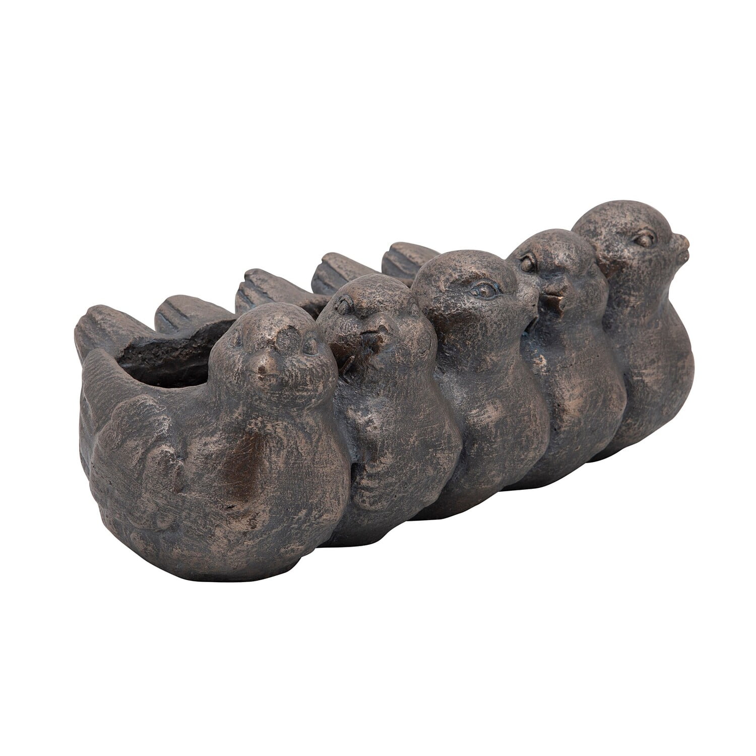 Benjara BM238242 6 x 9 x 17 in. Resin 5 Sitting Birds Planter with Open ...