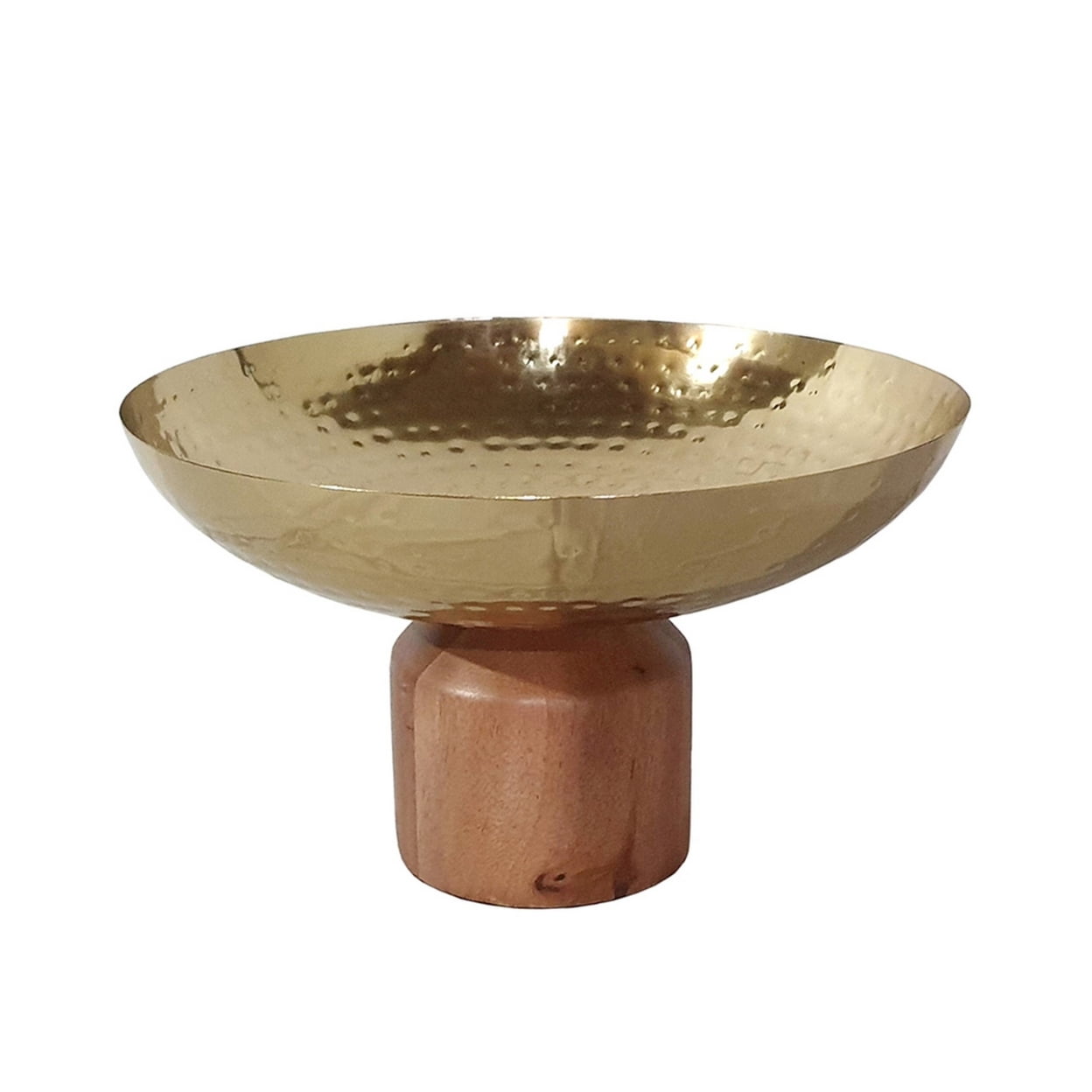 Roe 12 Inch Large Acacia Wood Table Bowl, Steel, Decorative, Gold and ...
