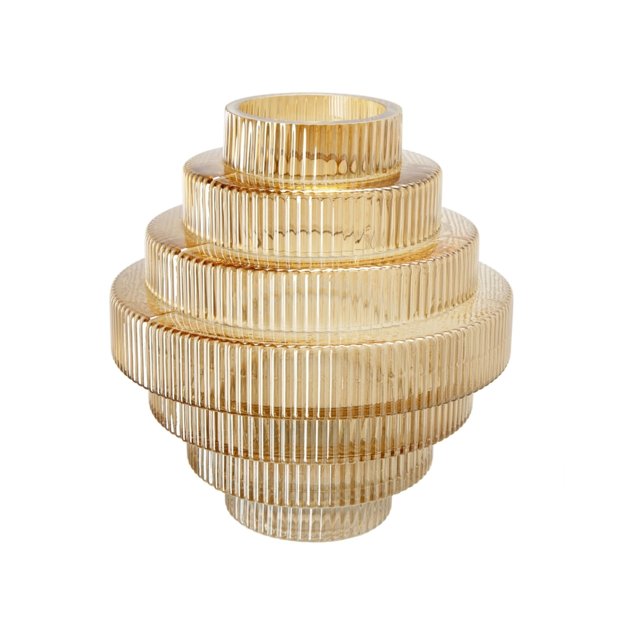 Benjara BM284989 10 in. Rae Glass Vase with Geometric Round, Amber ...