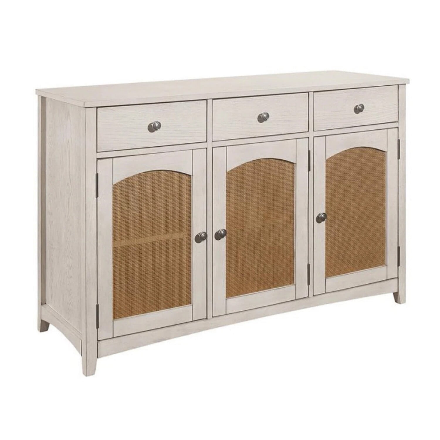 Benjara BM297184 54 in. Paper Cane Doors & Adjustable Shelves Server ...