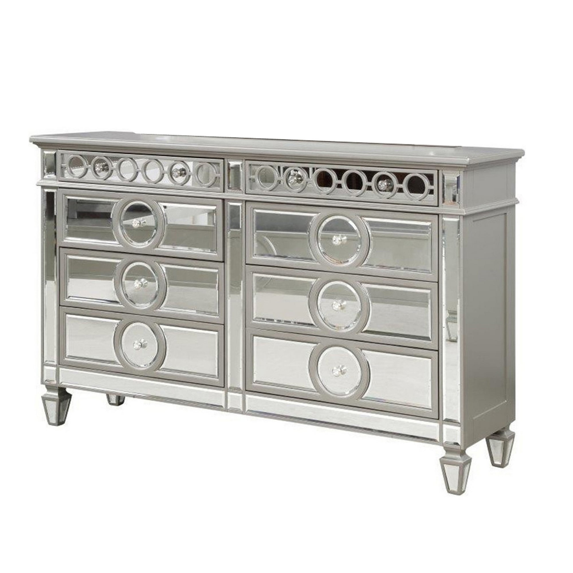 Benjara BM300681 64 in. Jack Dresser with 6 Gliding Drawers & Mirror ...