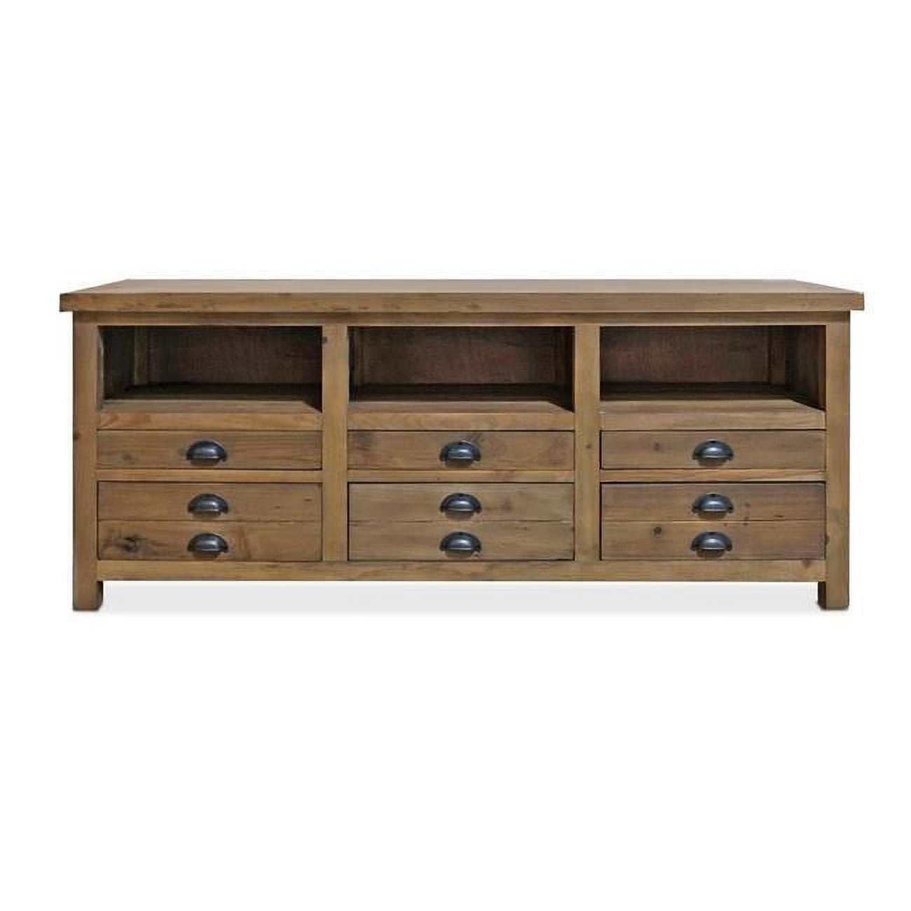 Benjara BM300759 63 in. Juo 3 Shelves 6 Drawers TV Entertainment Console, Rustic Brown - Walmart.com