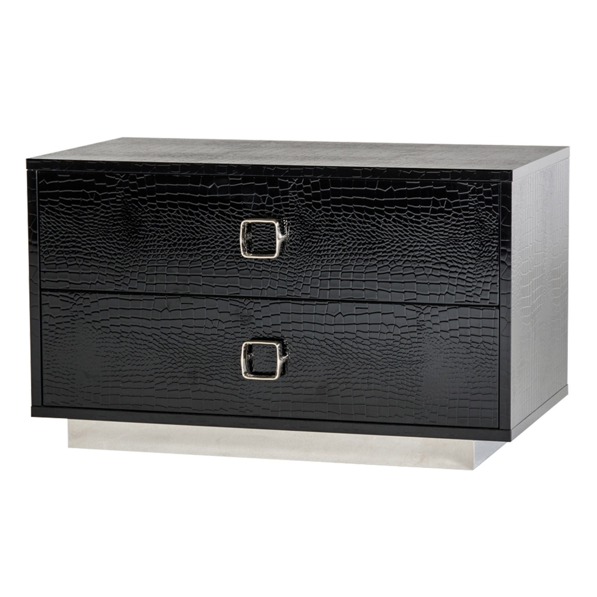 Benjara BM301315 32 in. Hart Nightstand with 2 Drawers & Crocodile Skin ...
