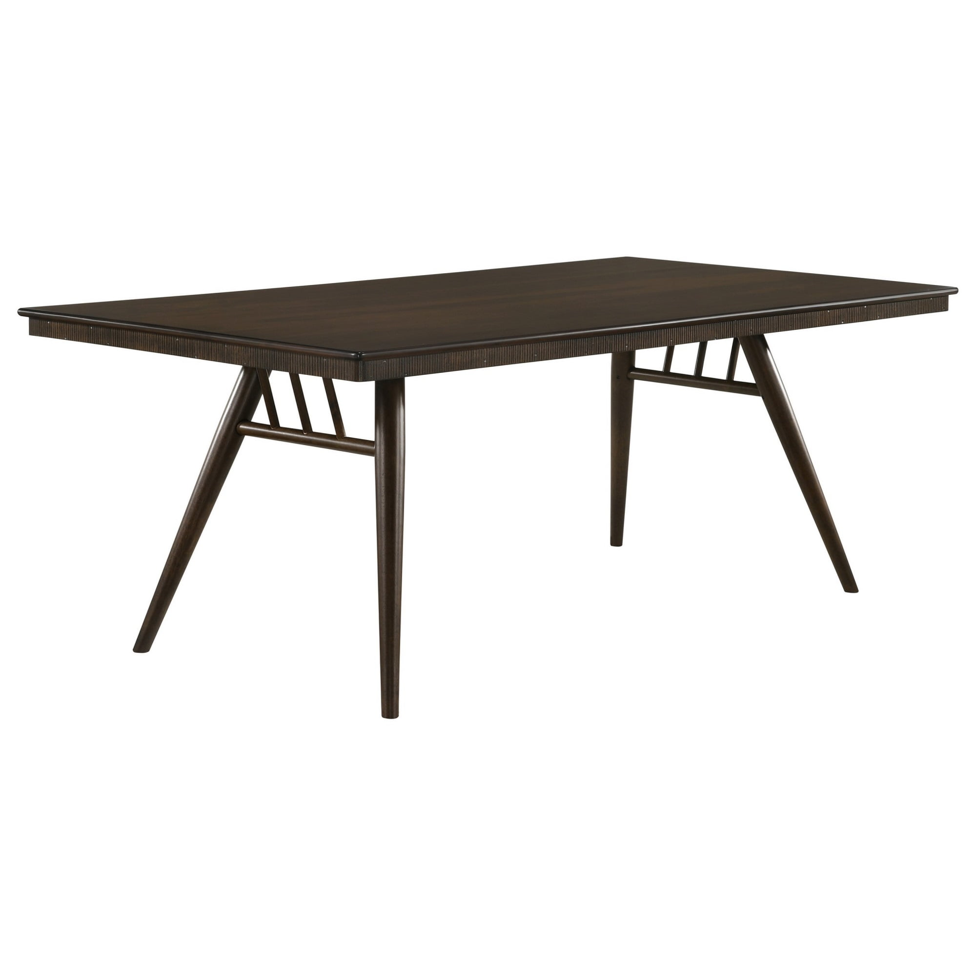 Oss 80 Inch Rectangular Dining Table, Fluted Apron, Dark Walnut Brown ...
