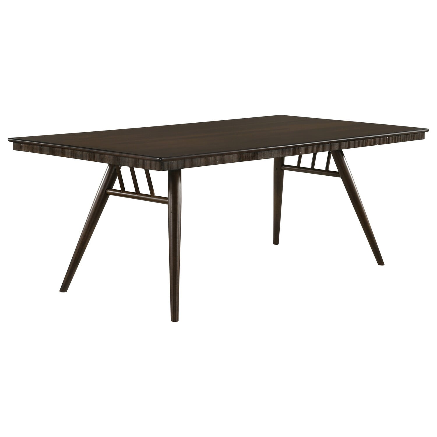 Oss 80 Inch Rectangular Dining Table Fluted Apron Dark Walnut Brown ...