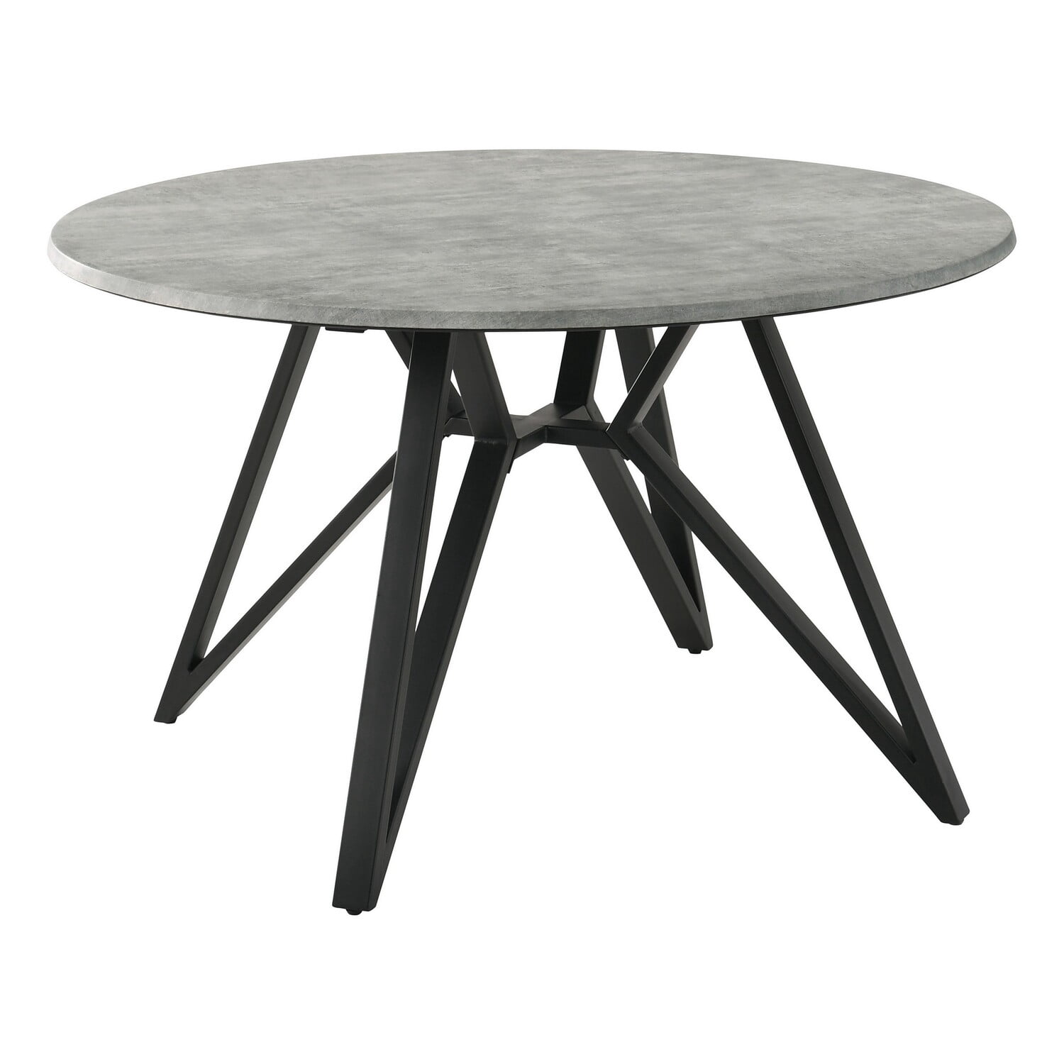 Benjara 50 Inch Round Dining Table, Concrete Style Surface, Butterfly ...