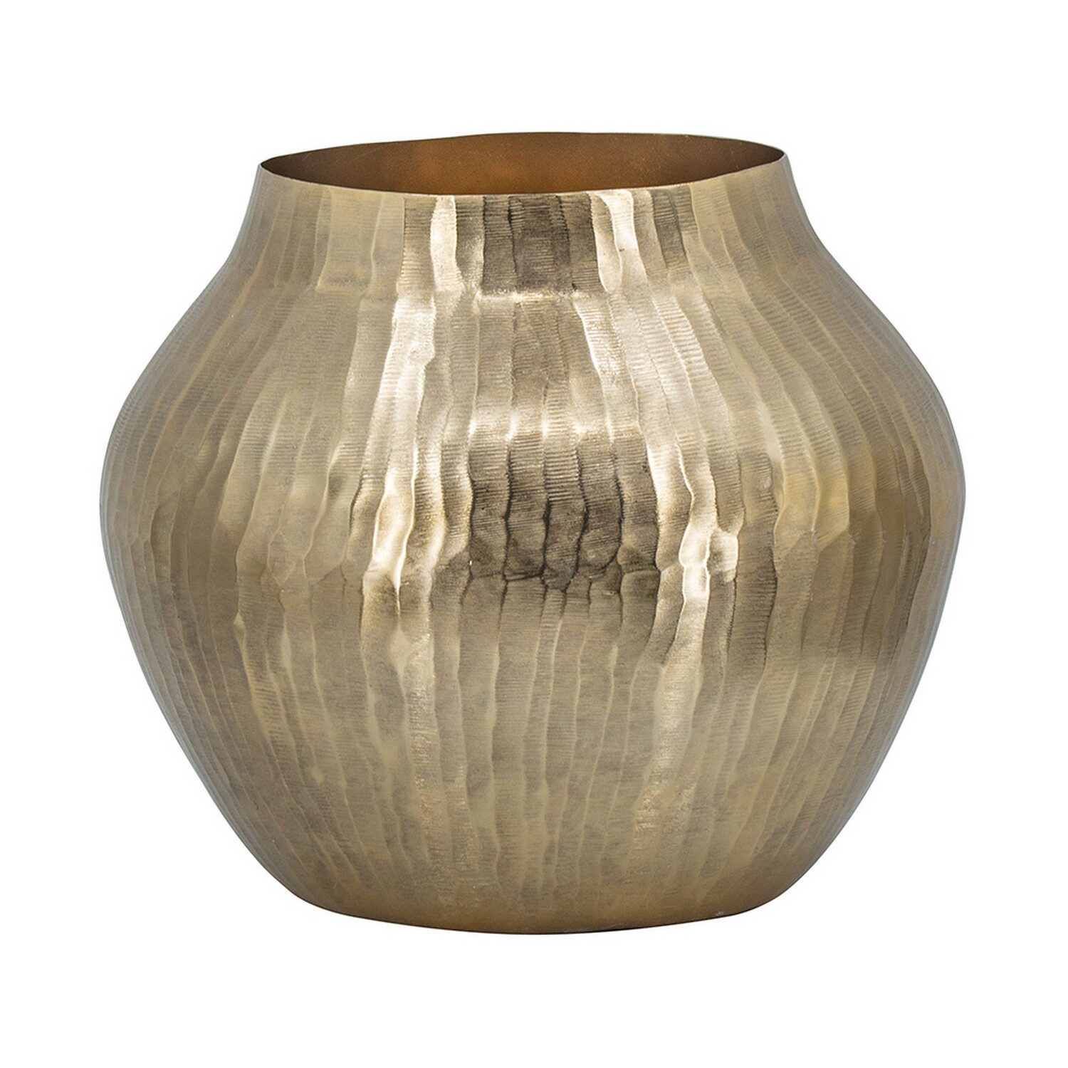 Kria 13 Inch Modern Vase Curved Shape Hammered Texture Gold Metal ...