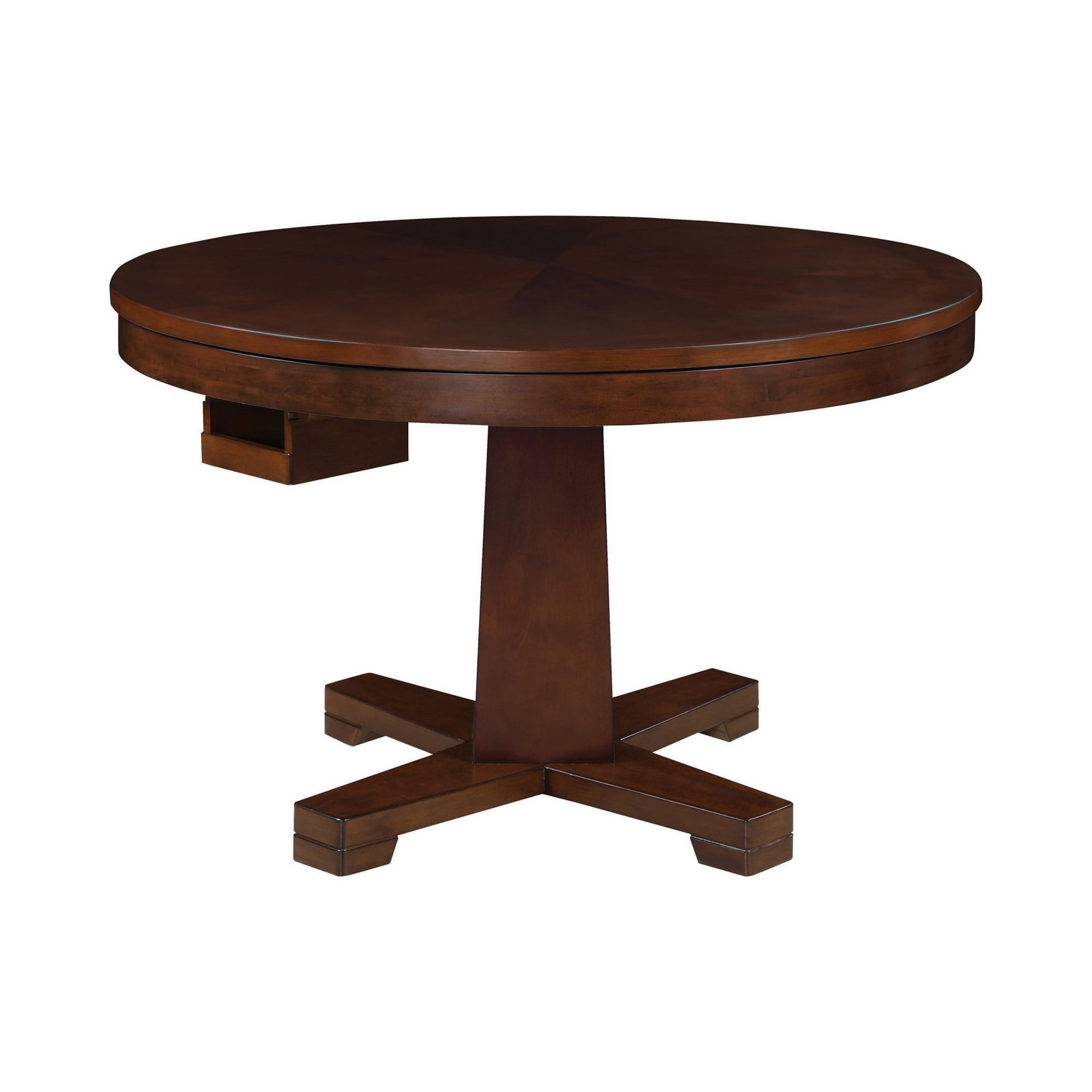 48 Inch Round Poker Game Dining Table With Cup Holders Chip Trays Brown ...