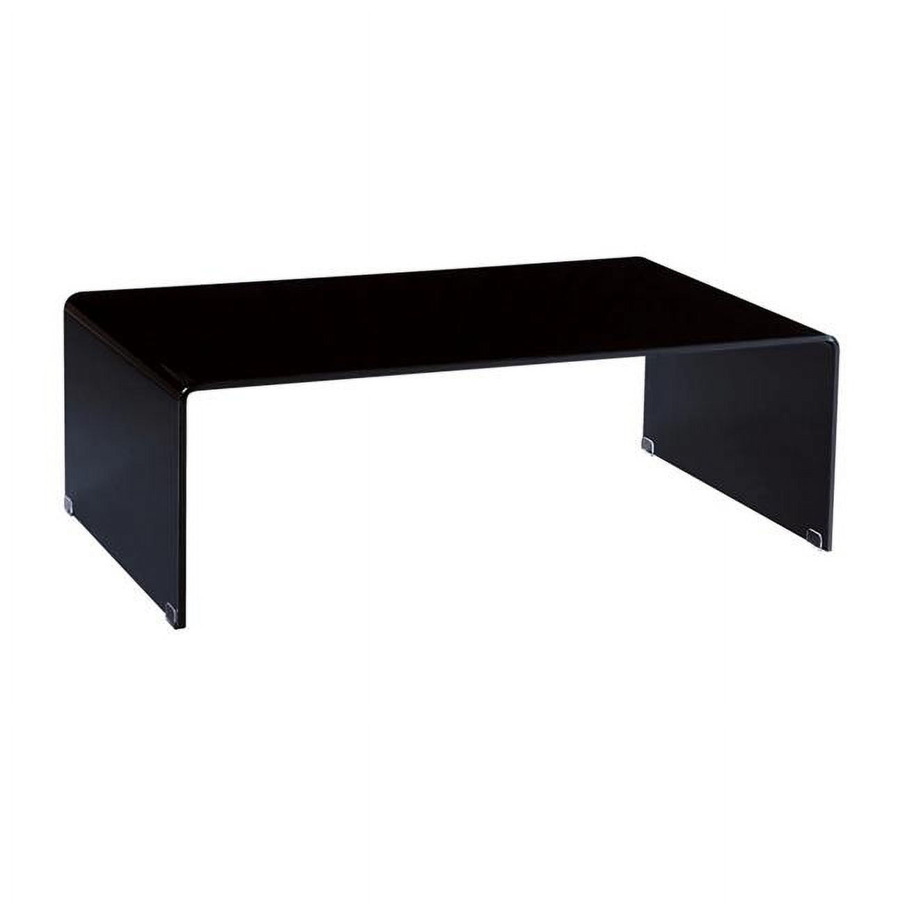 Darb 43 Inch Coffee Table, Black Tempered Glass Tabletop, Curved Edges ...