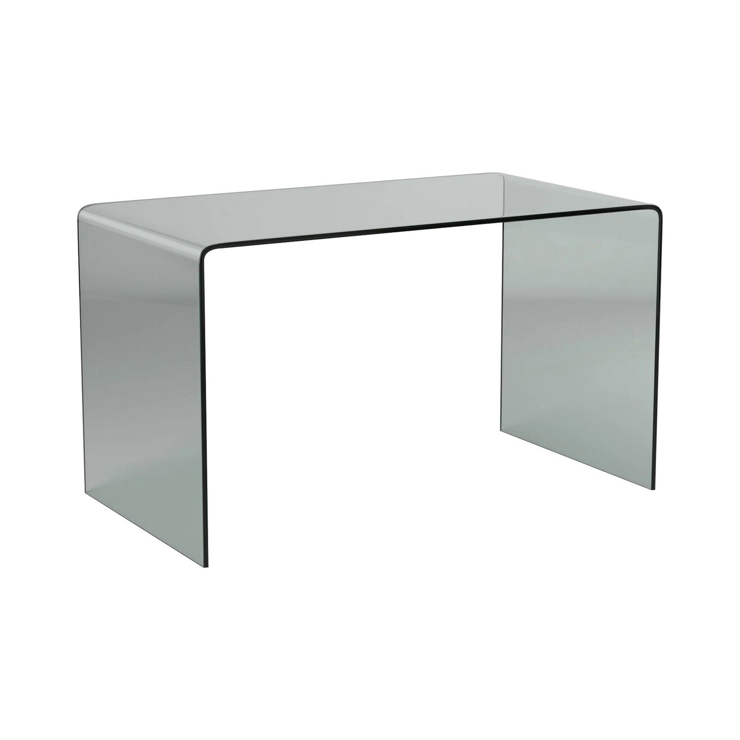 Kyo 50 Inch Tempered Glass Computer Desk U Shaped Wide Surface Smokey ...