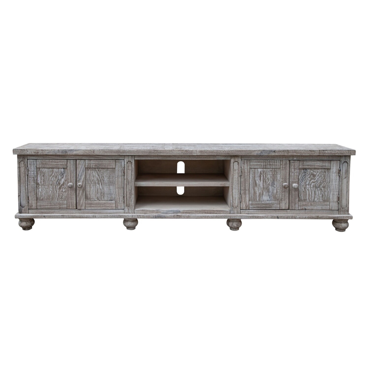 Genie 93 Inch TV Media Entertainment Center, Pine, 4 Doors, Crisp White ...