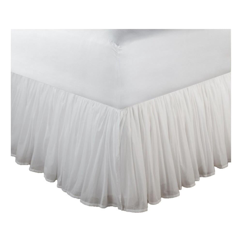 Benjara Twin Bed Skirt & Cotton Voile Drop - Ruffled Edge- White ...