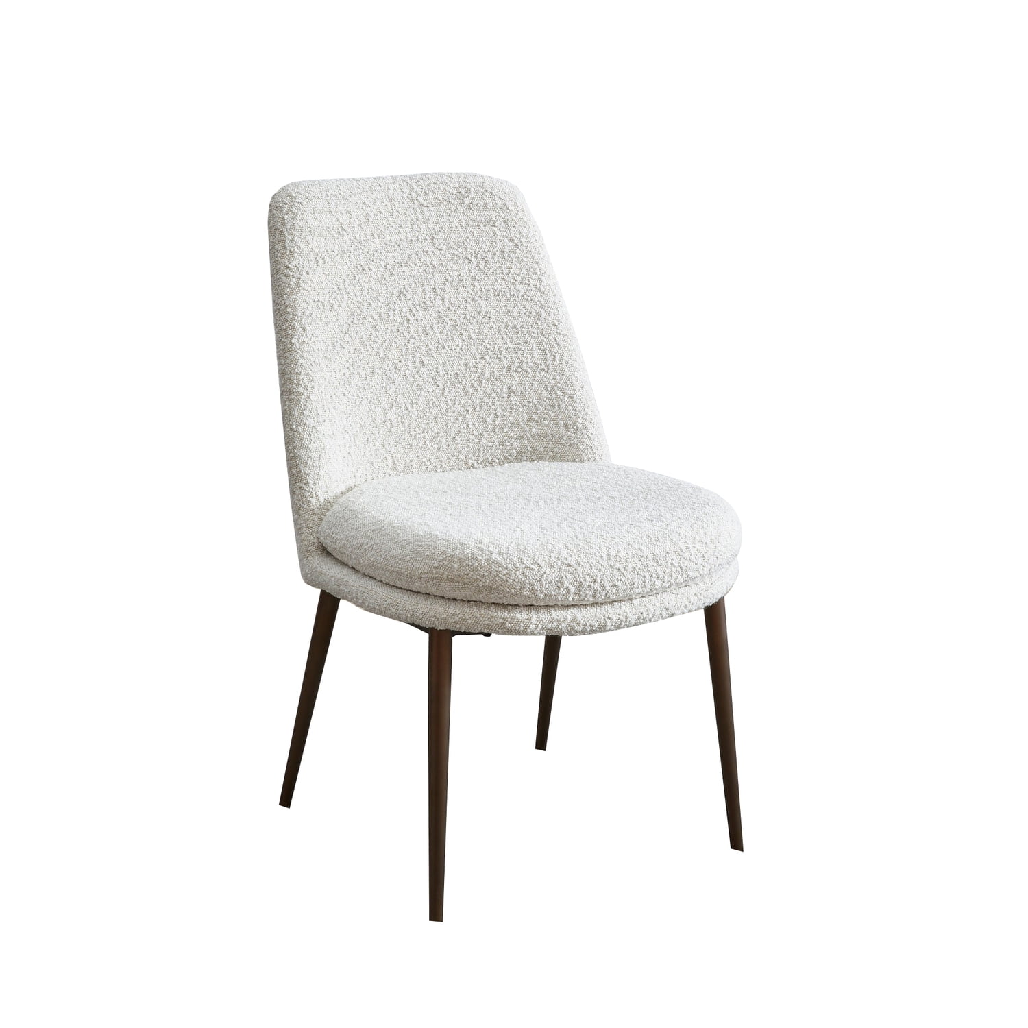 Zame 20 Inch Dining Chair, Boucle Fabric, Tapered Legs, White, Brown ...