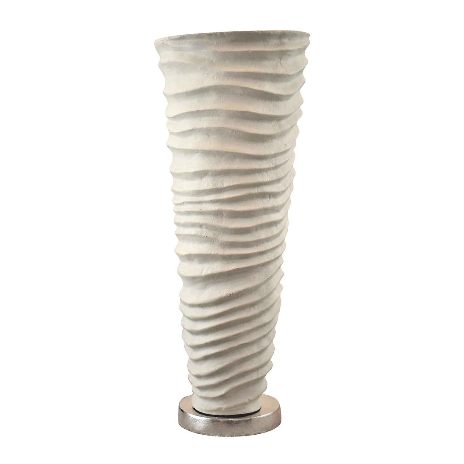 Benjara App 18 Inch Vase, Modern Rugged Design, Metal Ivory Finish ...