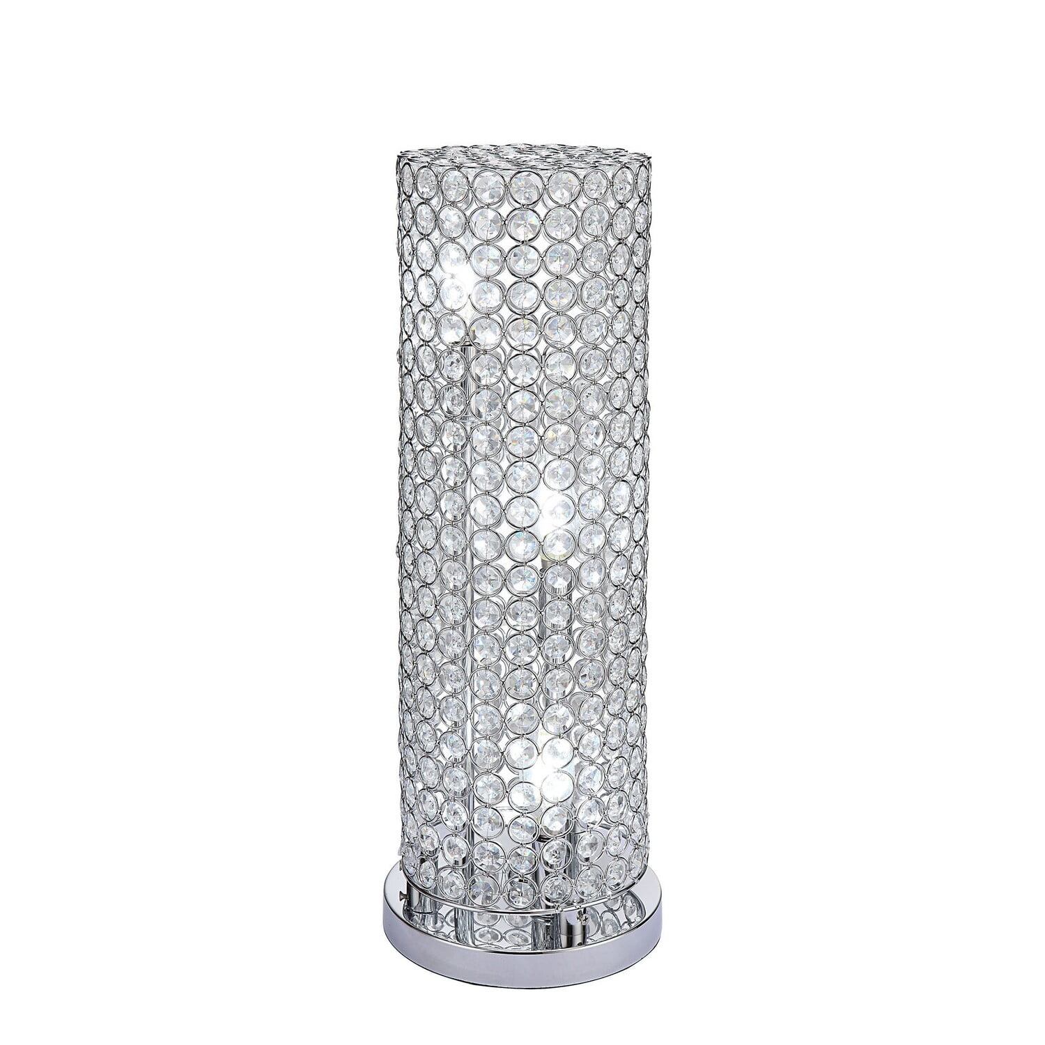 21 Inch Table Lamp - Crystal Stand - Open - Top Design - Silver ...