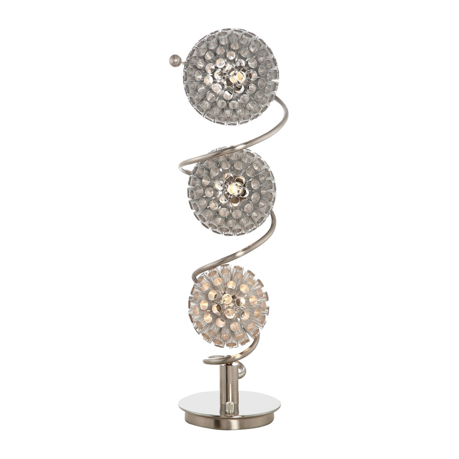 32 Inch Table Lamp - Round Shades - Curved Stem - Sand Chrome Finished ...