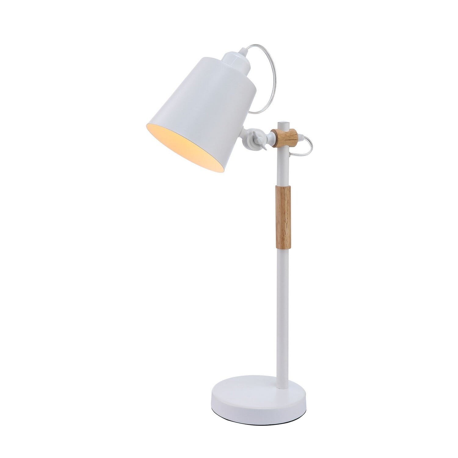 Benjara BM309006 23 in. Round Base Wood Trim Table Lamp with Dome Metal ...