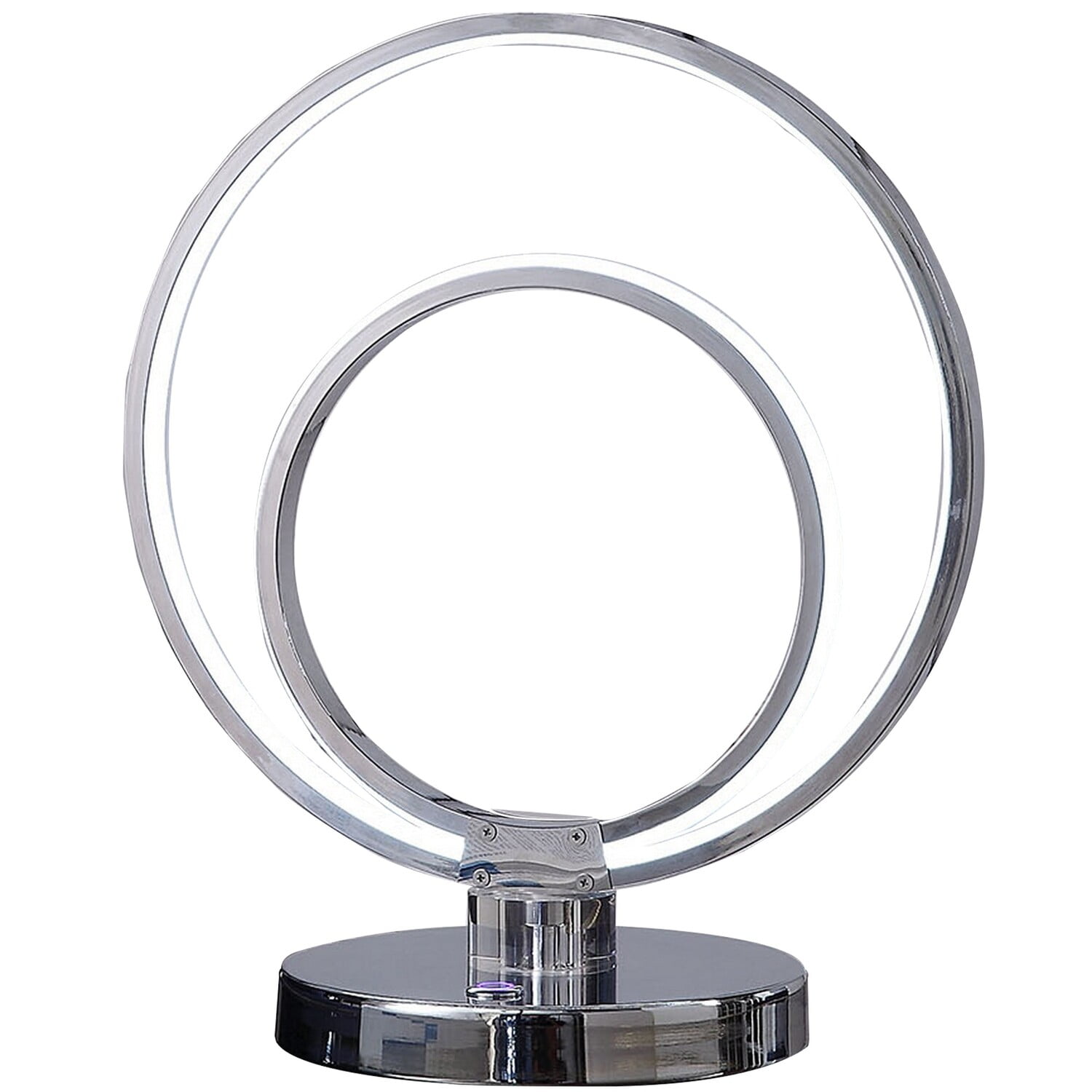 14 Inch Table Lamp - Modern Ring LED Light - Round Metal Base - Silver ...