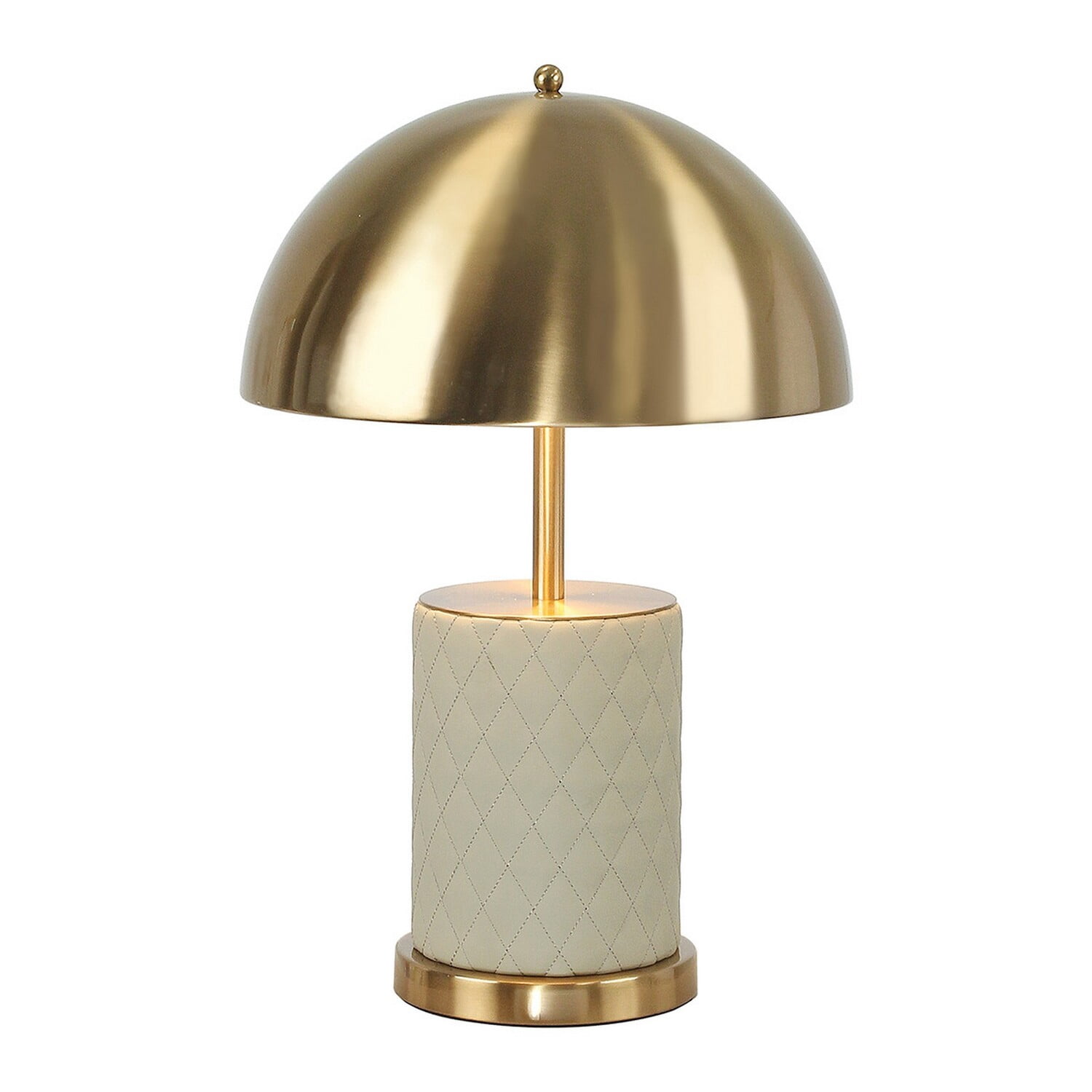 Aria 21 Inch Table Lamp - Dome Shade - Round Base - Beige Faux Leather ...