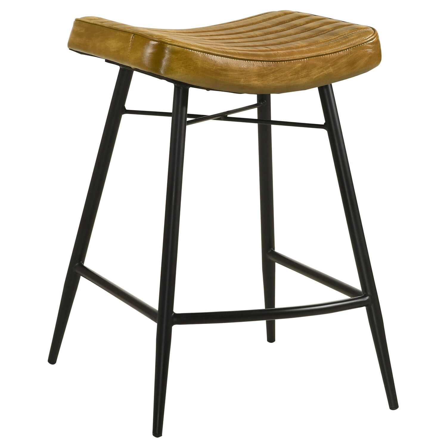 Benjara Vini 25 Inch Counter Stool Set of 2, Curved Leather Seat ...