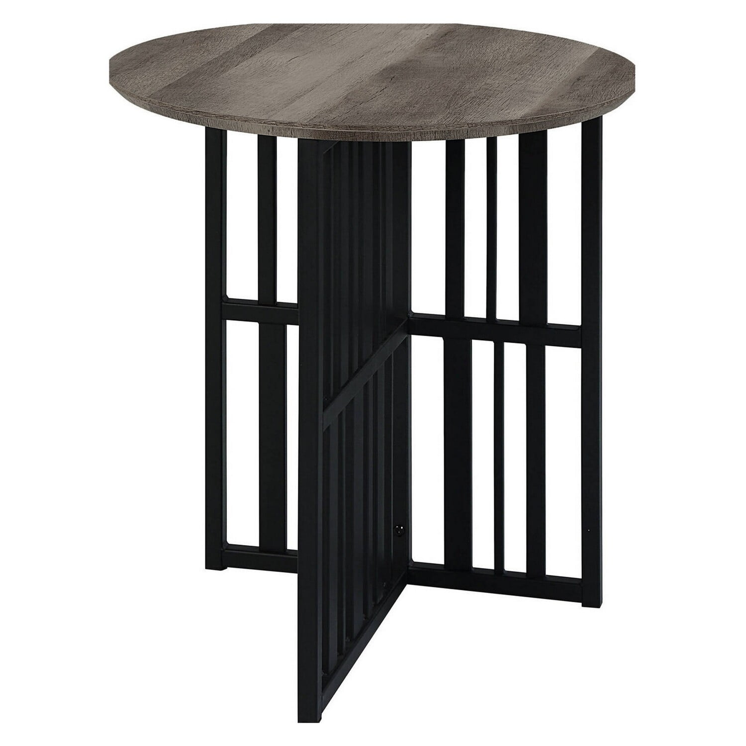 Benjara Nori 23 Inch End Table, Round Top, Metal Base, MDF, Antique Oak ...
