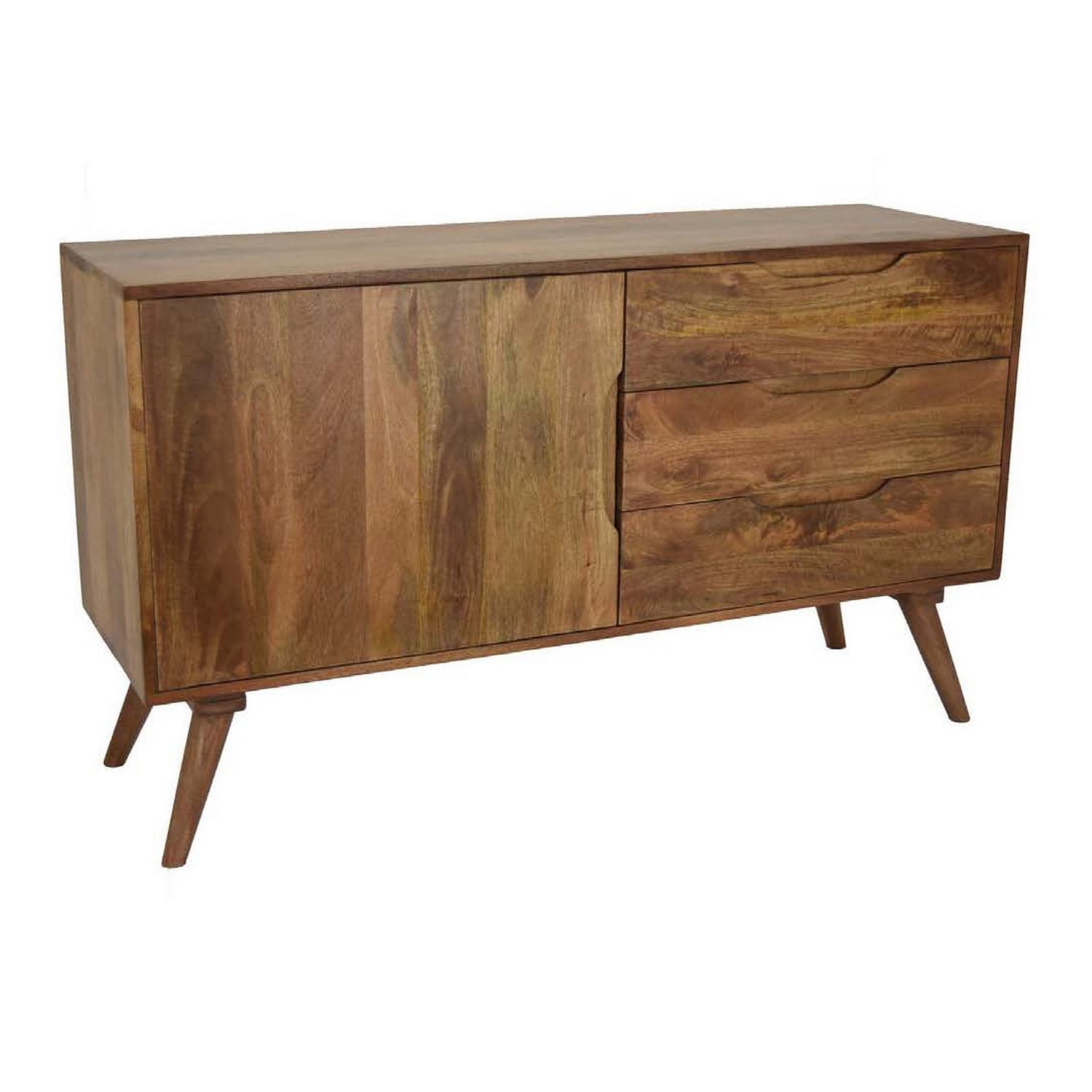 Benjara BM309789 47 in. Sofi Sideboard Cabinet 3 Drawers Inset Handles ...