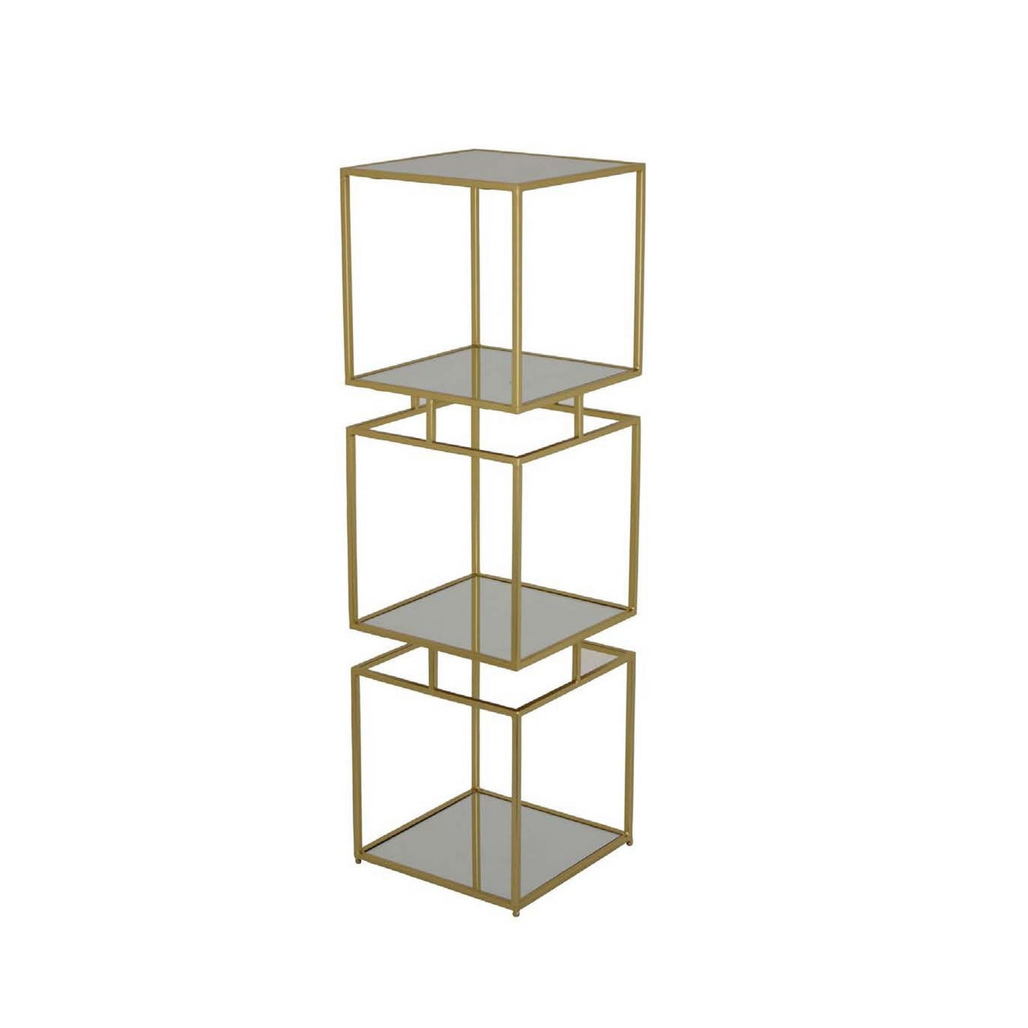 Benjara Joy 41 Inch Plant Stand Shelves, Mirrored Box Shape, 3 Tier ...