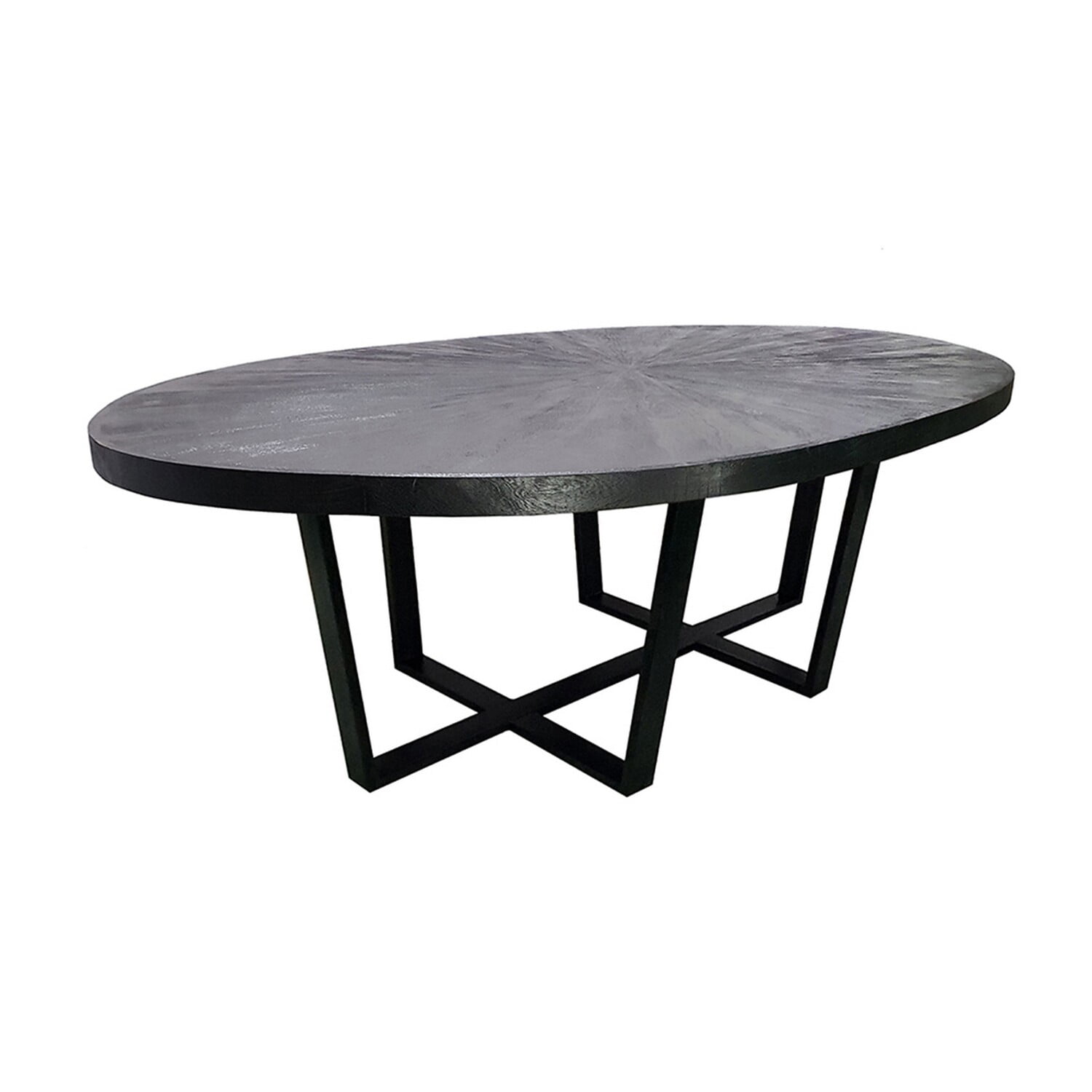 Benjara Raj 91 Inch Round Dining Table, Cross Legs Design, Black Acacia ...