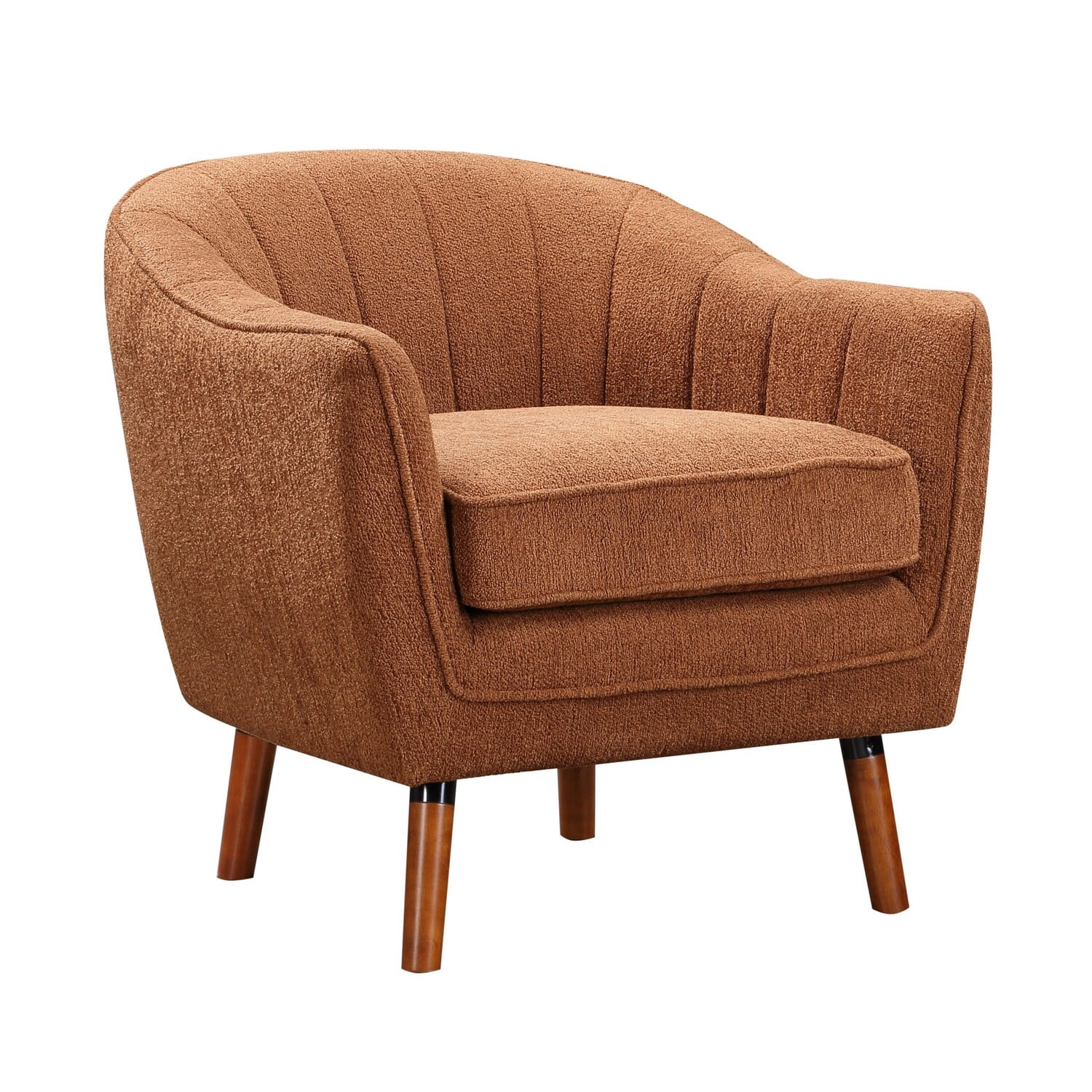 Aly 31 Inch Accent Chair Armchair- Gray Faux Leather- Brown Solid Wood ...