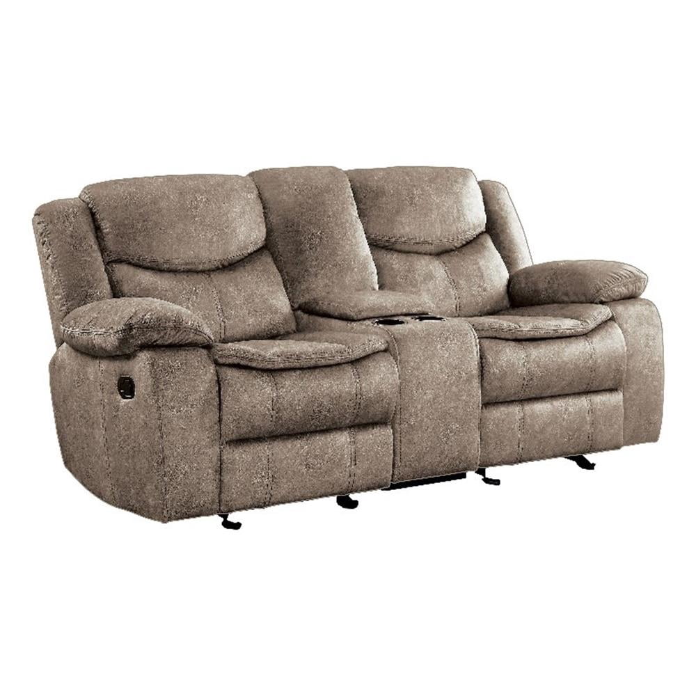 Joe 79 Inch Manual Dual Glider Recliner Loveseat- Console- Brown ...