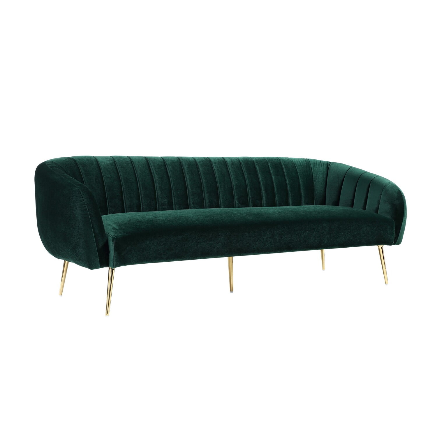 Benjara Decy 74 Inch Sofa, Channel Stitched, Cushioned Seat, Green ...