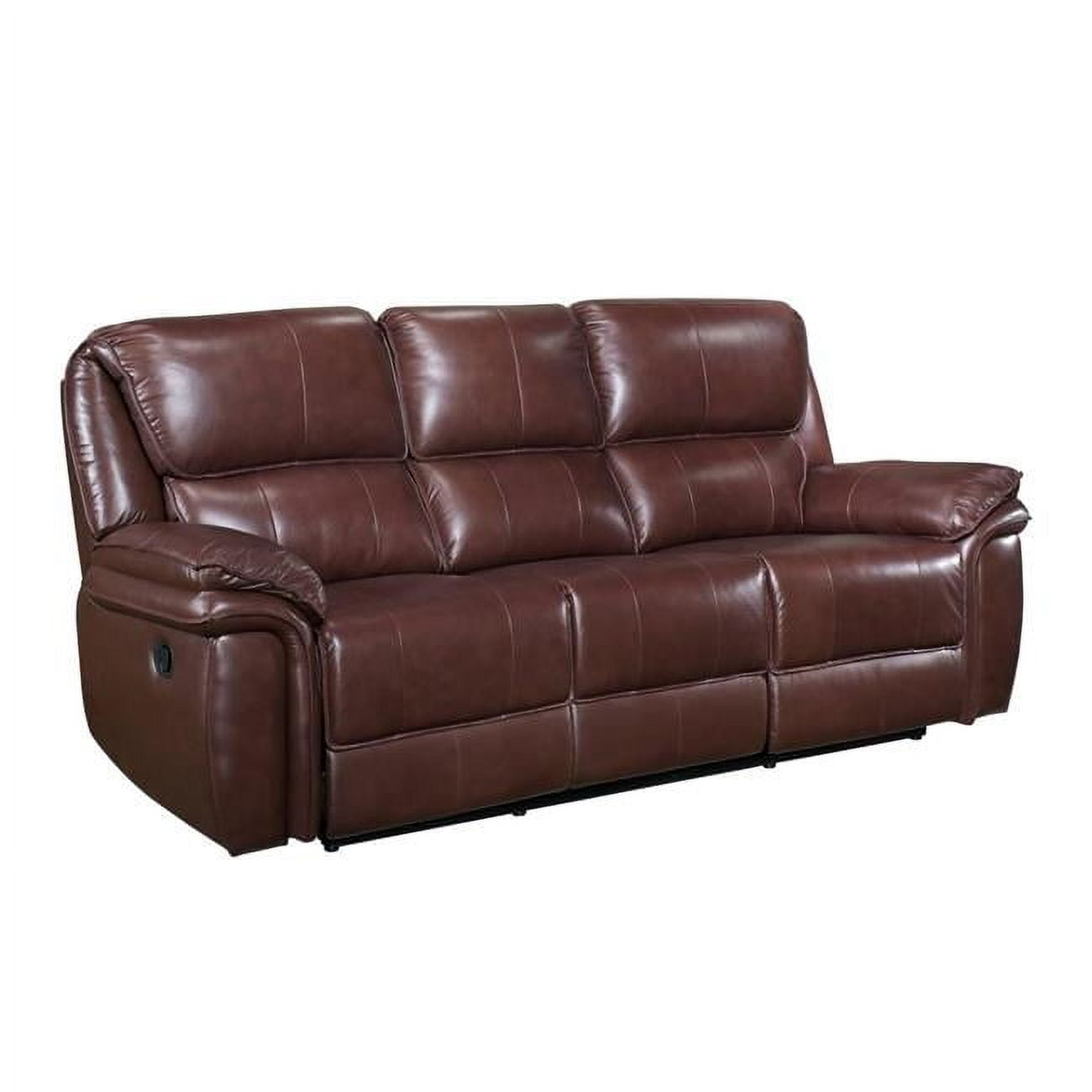 Benjara Jack 87 Inch Manual Recliner Sofa, Brown Top Grain and Faux ...